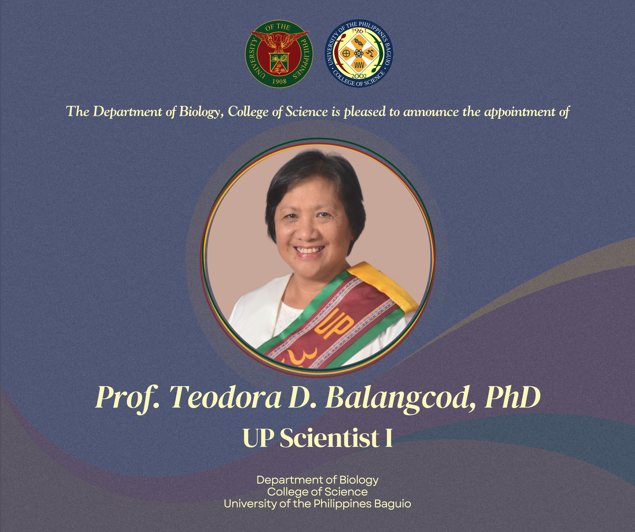 Faculty members awarded as UP Scientist I – Department of Biology